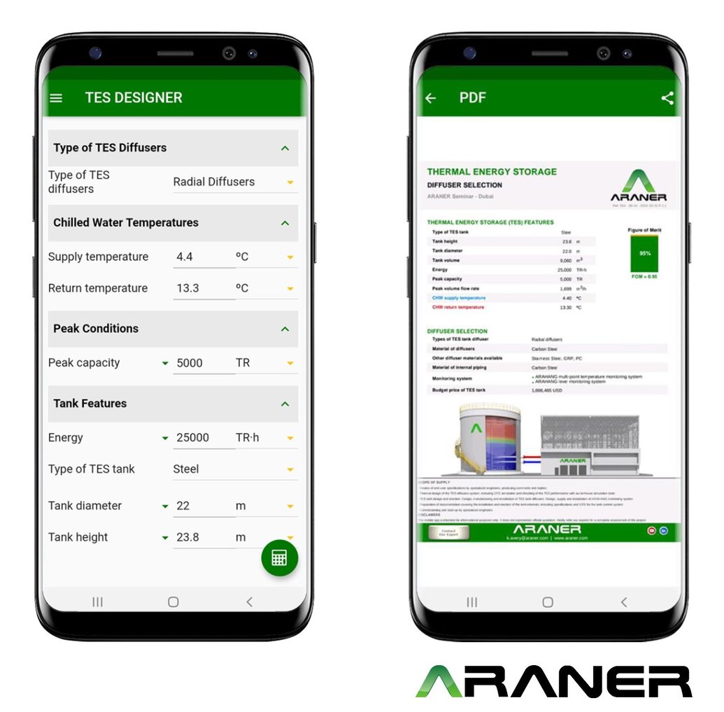 ARANER TES App for Thermal Energy Storage Design